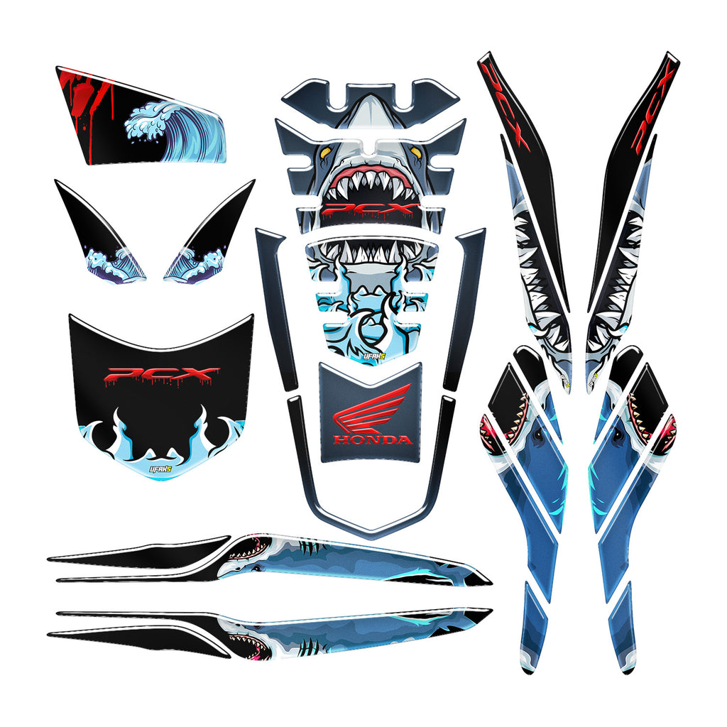Honda PCX Angry Bloody Shark Tank Pad Set (2021-2024)