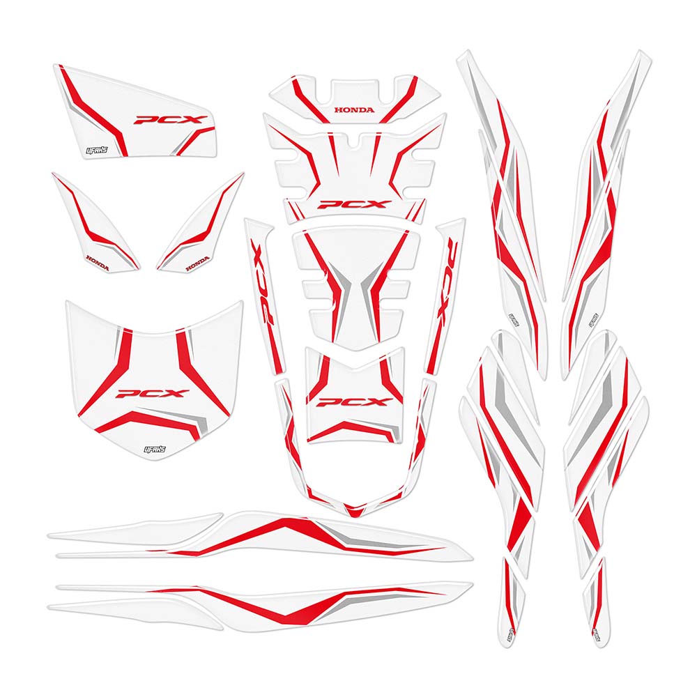 Honda PCX Tank Pad Set, Beyaz Zemin Tasarımlı (2021-2024)