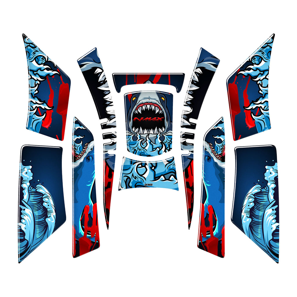 Yamaha NMAX Angry Bloody Shark Full Tank Pad Set (2021-2024)
